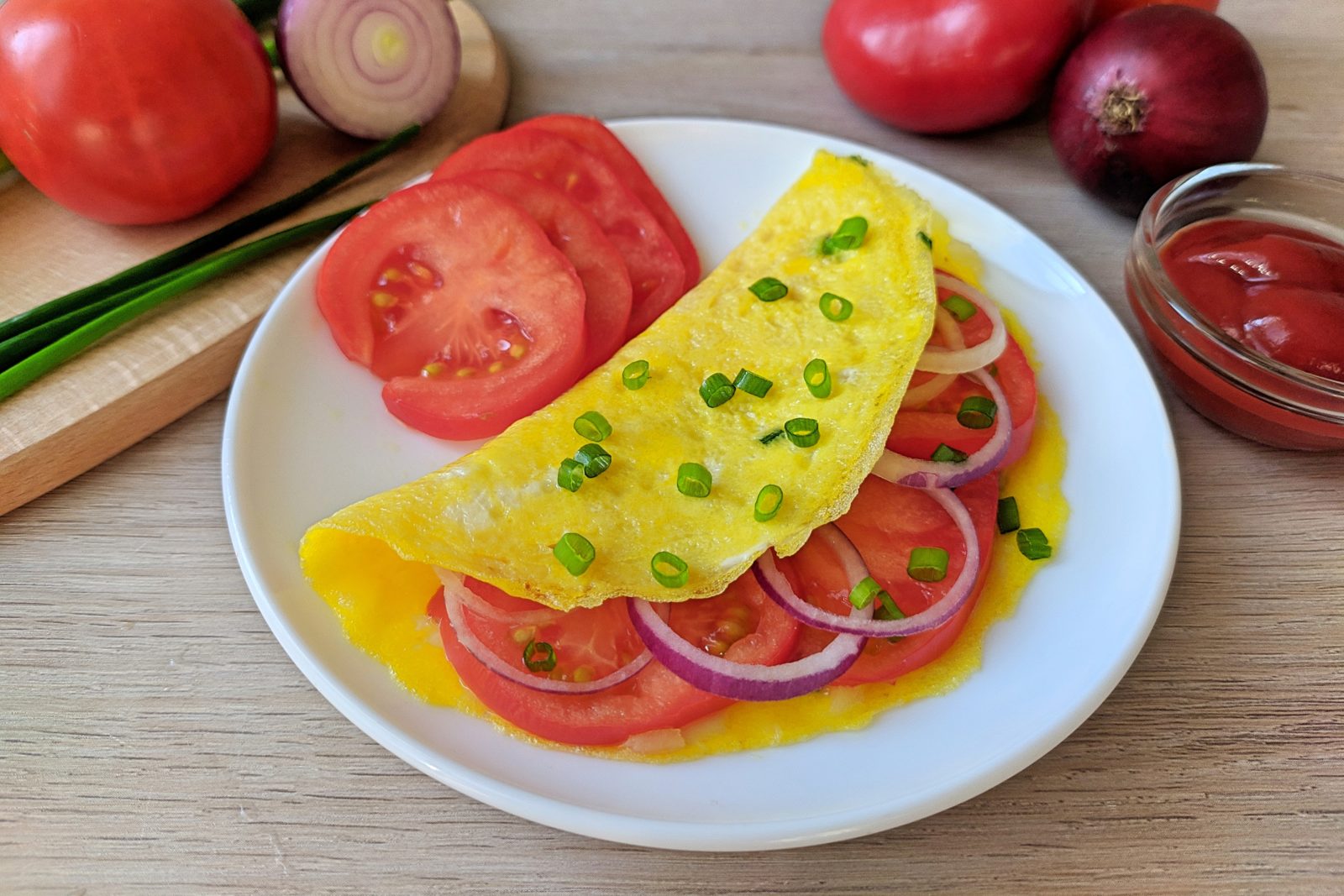 Cheese and tomato omelette recipe with photo